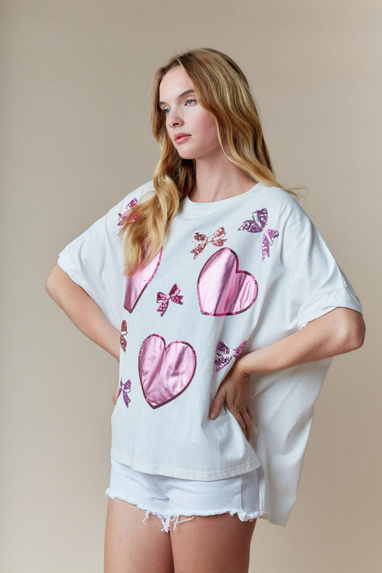 Metallic Heart Sequin Tee – Gilded Swan Boutique