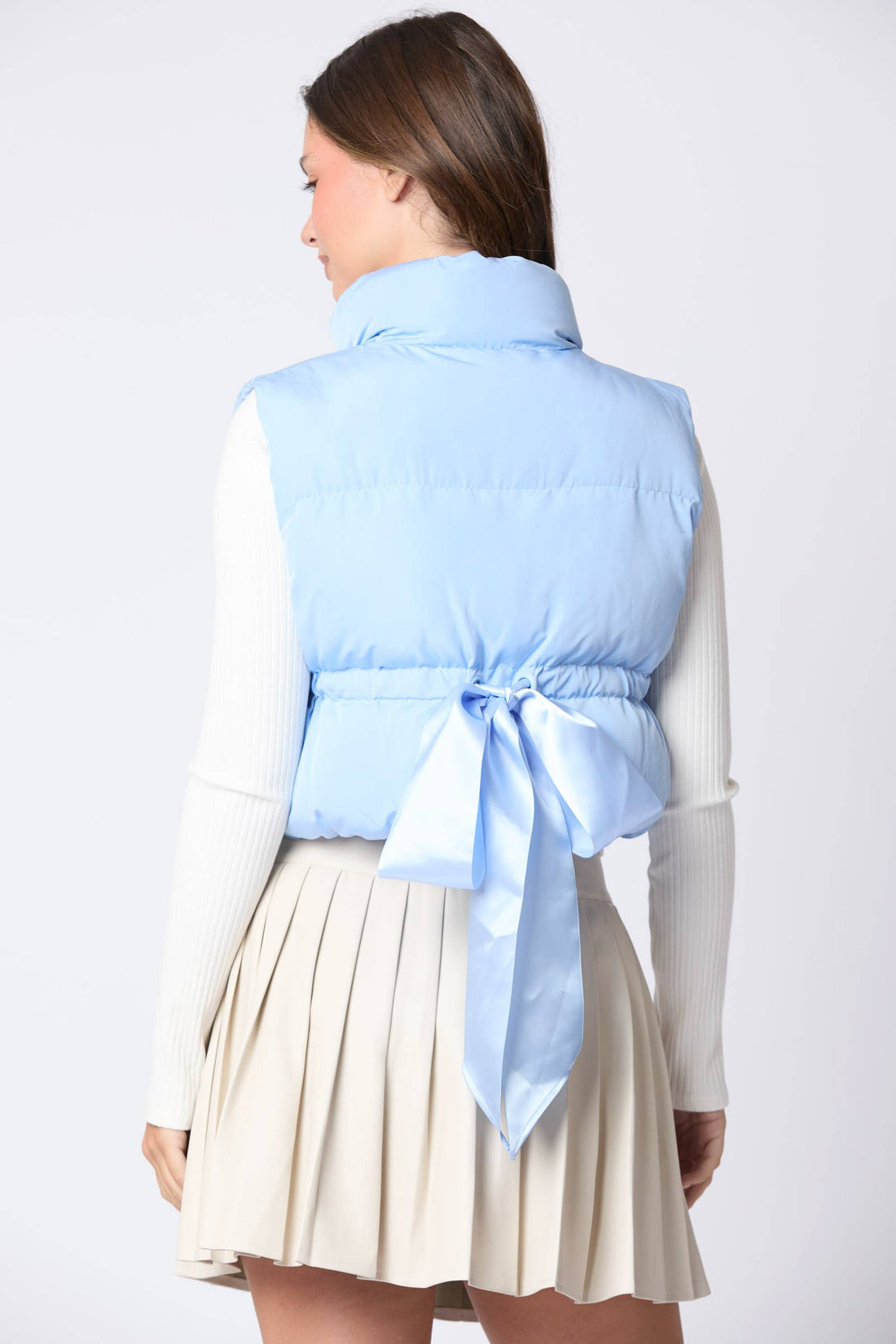 Millie Bow Back Vest- Blue – Gilded Swan Boutique